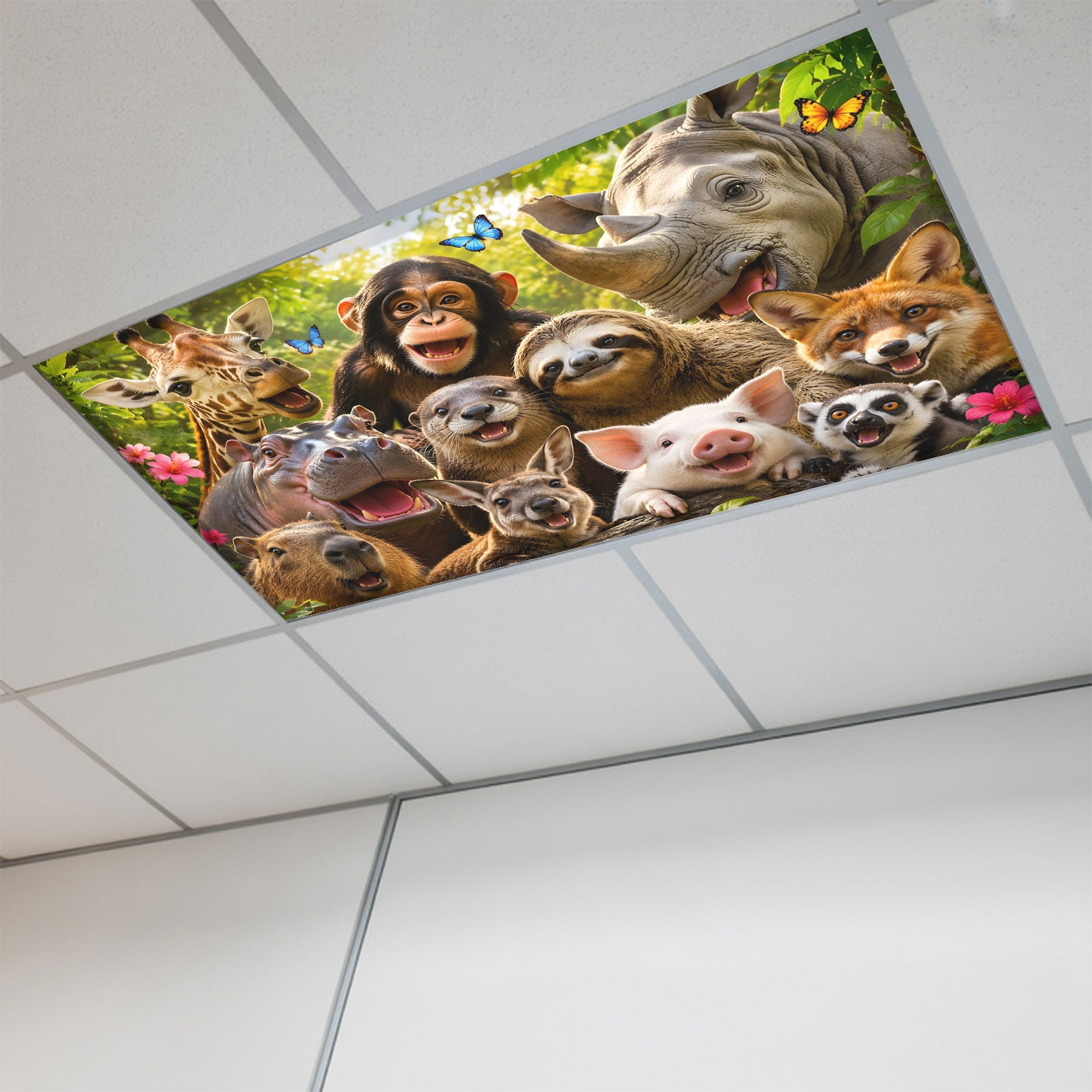 1 Pcs Wild Animal Fluorescent Light Covers Chimp Sloth Kangaroo Fox Pig ...