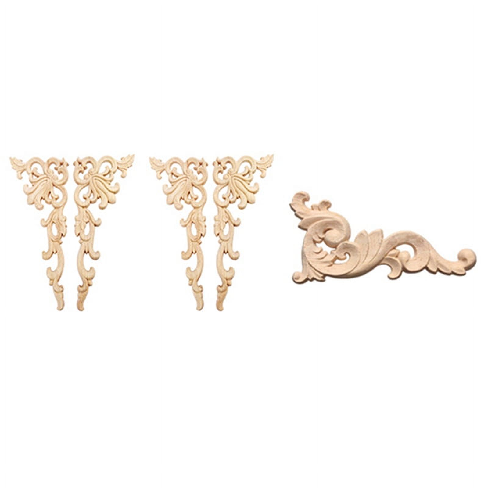 1 Pcs Wood Carved Decal Corner Onlay Applique 12 X 6Cm & 4Pcs 20 X 10Cm ...