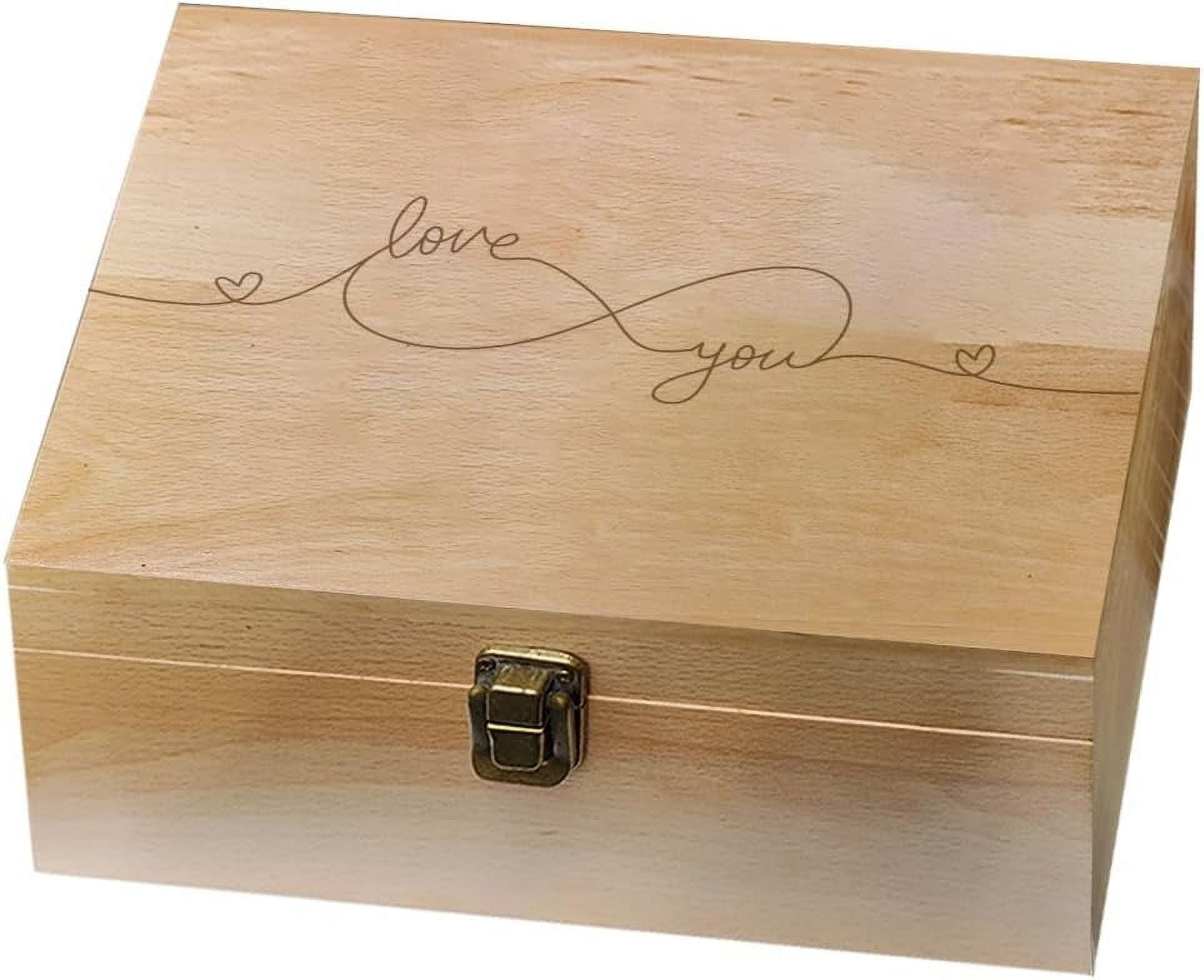1 Pcs Wooden Memory Keepsake Box Love You With Locking Wood Boxes Large ...