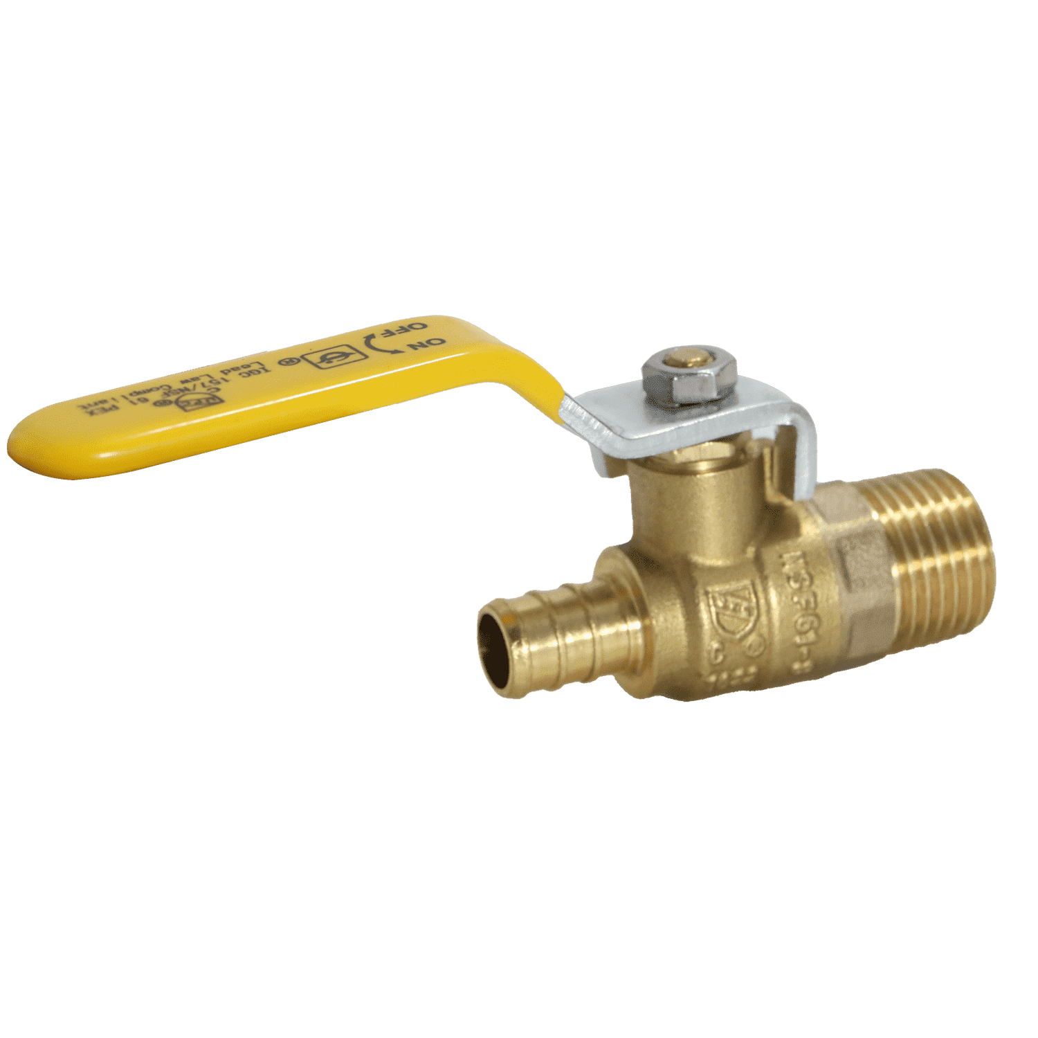 1 Pcs XFITTING Barb Crimp Pex 1/2 Inch x 1/2 Inch Male Ball Valve, Full Port, Brass, 24-1-5=1X ...