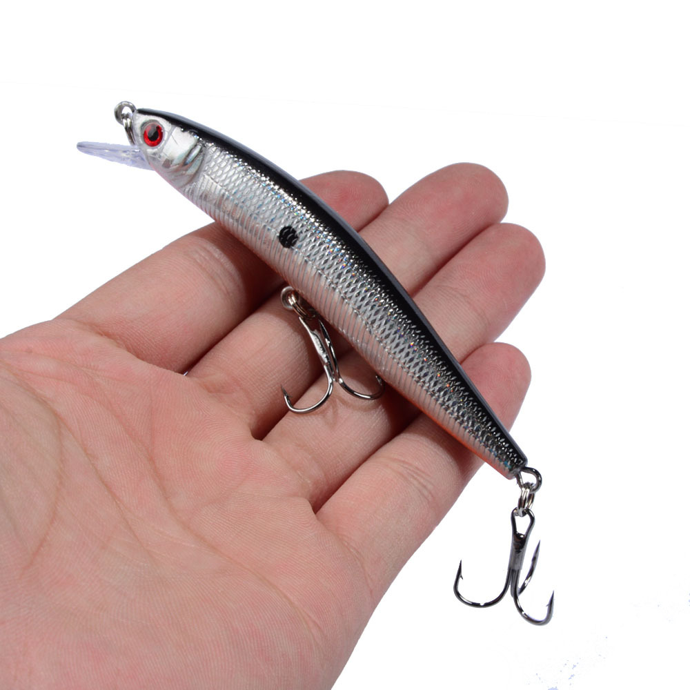 1 Pcs/lot Fishing Lure 3D Eyes Floating Minnow Aritificial Laser Wobblers 9.5cm 8g Crank Bait ...