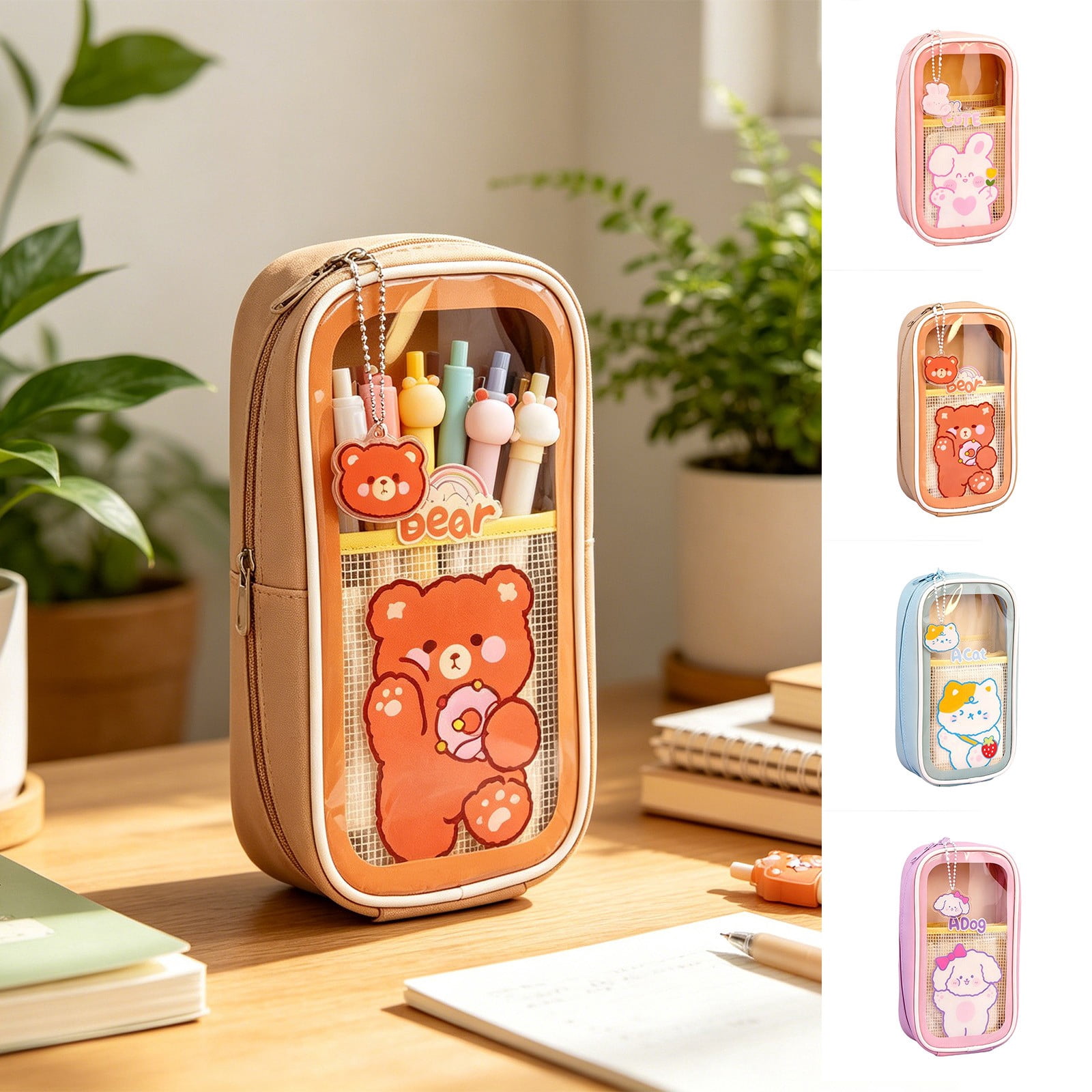 Under 1$ Pencil Case Clear Large Capacity Animal Graphic PVC Pen Pouch ...
