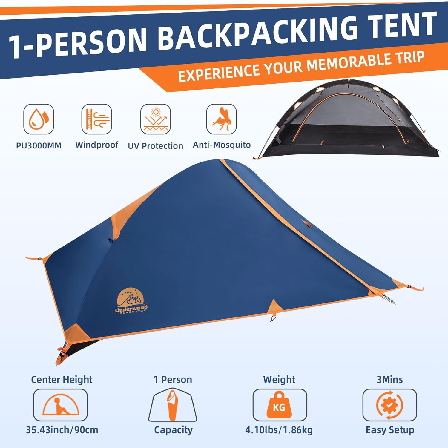 1 Person Backpacking Tent for Camping - Aegis Ultralight Waterproof ...