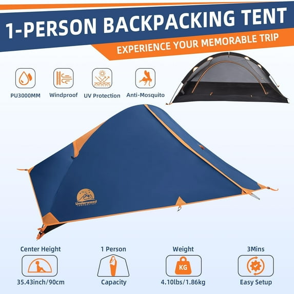 1 Person Backpacking Tent for Camping - Aegis Ultralight Waterproof ...