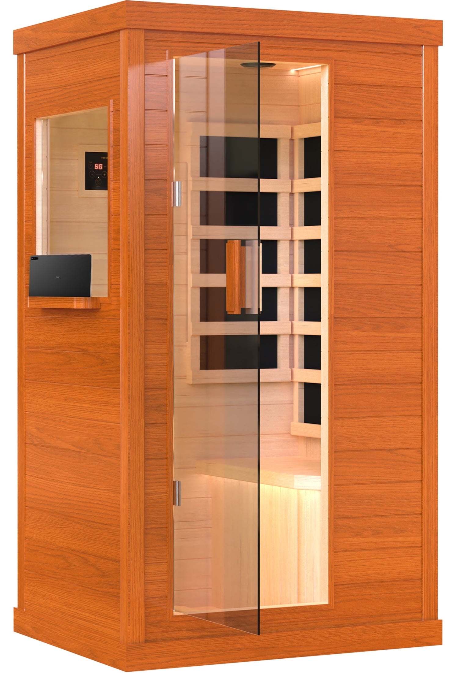 1 Person Infrared Sauna, Okoume Wood Far Infrared Saunas for Home, 900watt Indoor Personal Sauna ...
