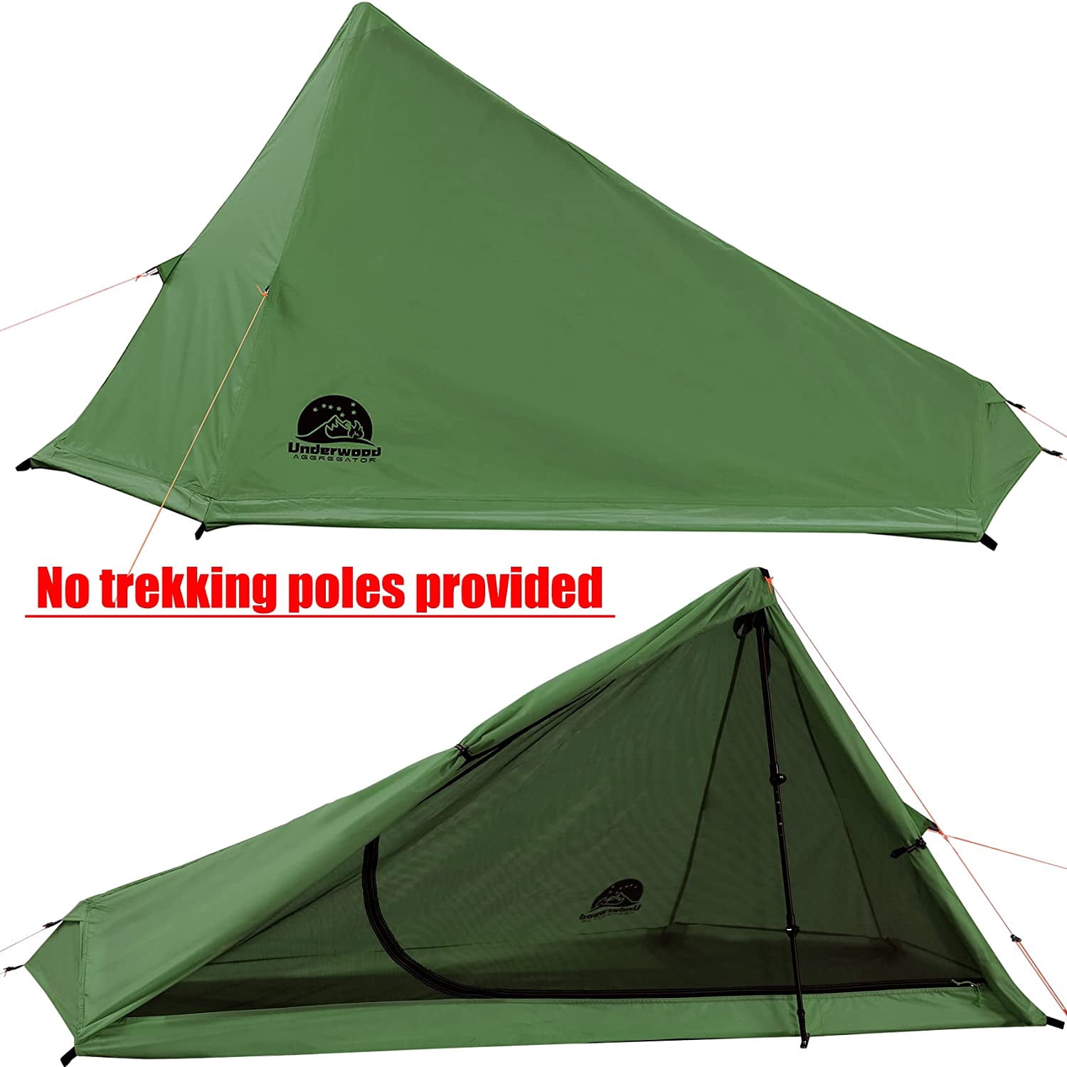 1 Person Trekking Pole Tent for Backpacking - Ultralight Camping Tent ...