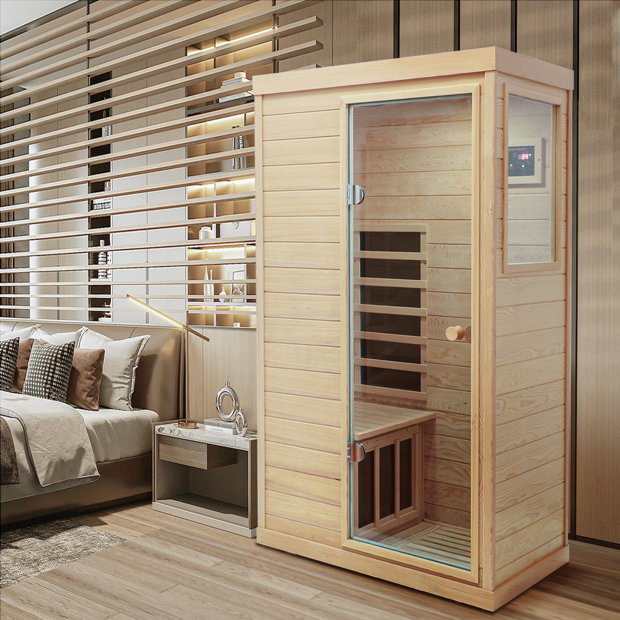 1 Persons FAR Infrared Home Sauna, 1050W Indoor Sauna with Touch ...