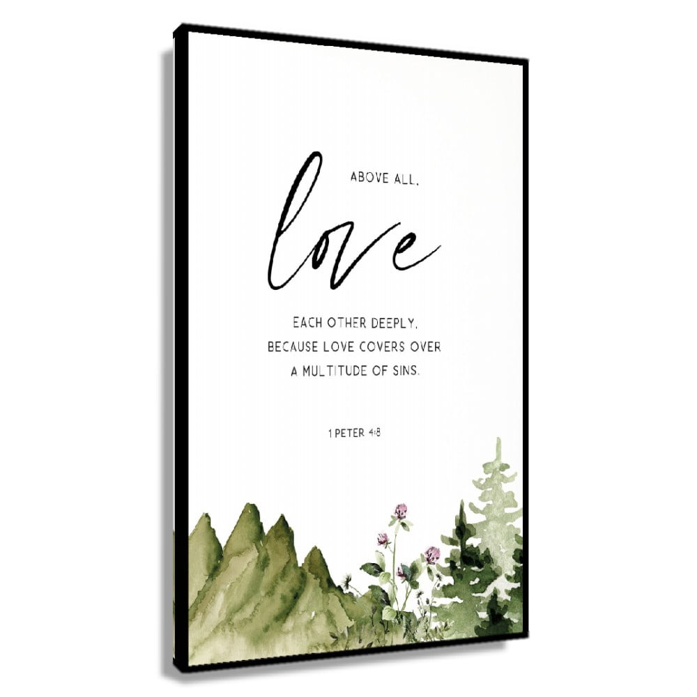 1 Peter 4 8 Watercolor Forest Scripture Wall Art Mountains Bible Verse ...