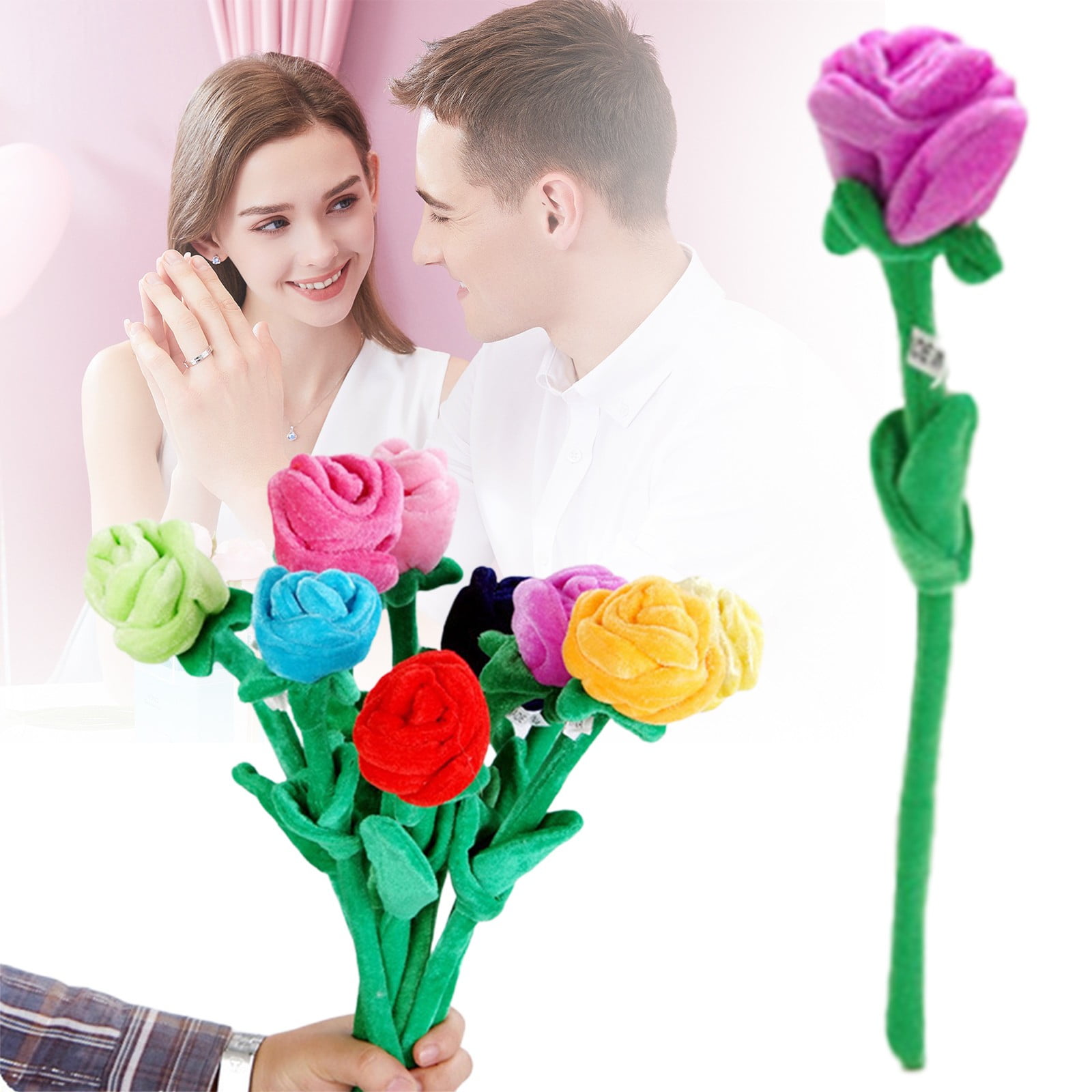 1 Pièces Bouquet en Peluche Tige Artificielle Fleurs Artificielles De ...