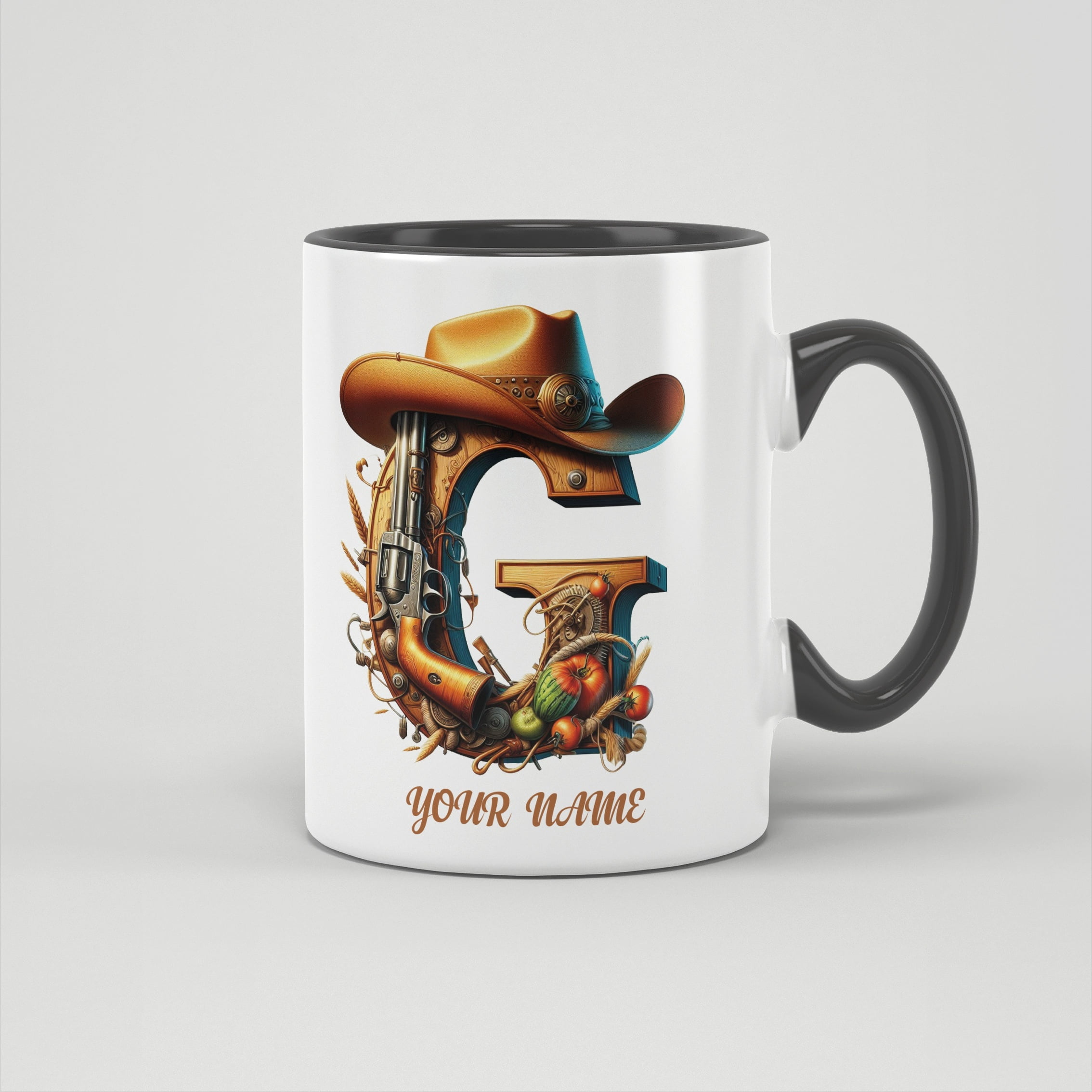 1 Piece 11 Ounce Western Cowboy Themed Ceramic Mug with Name - White ...