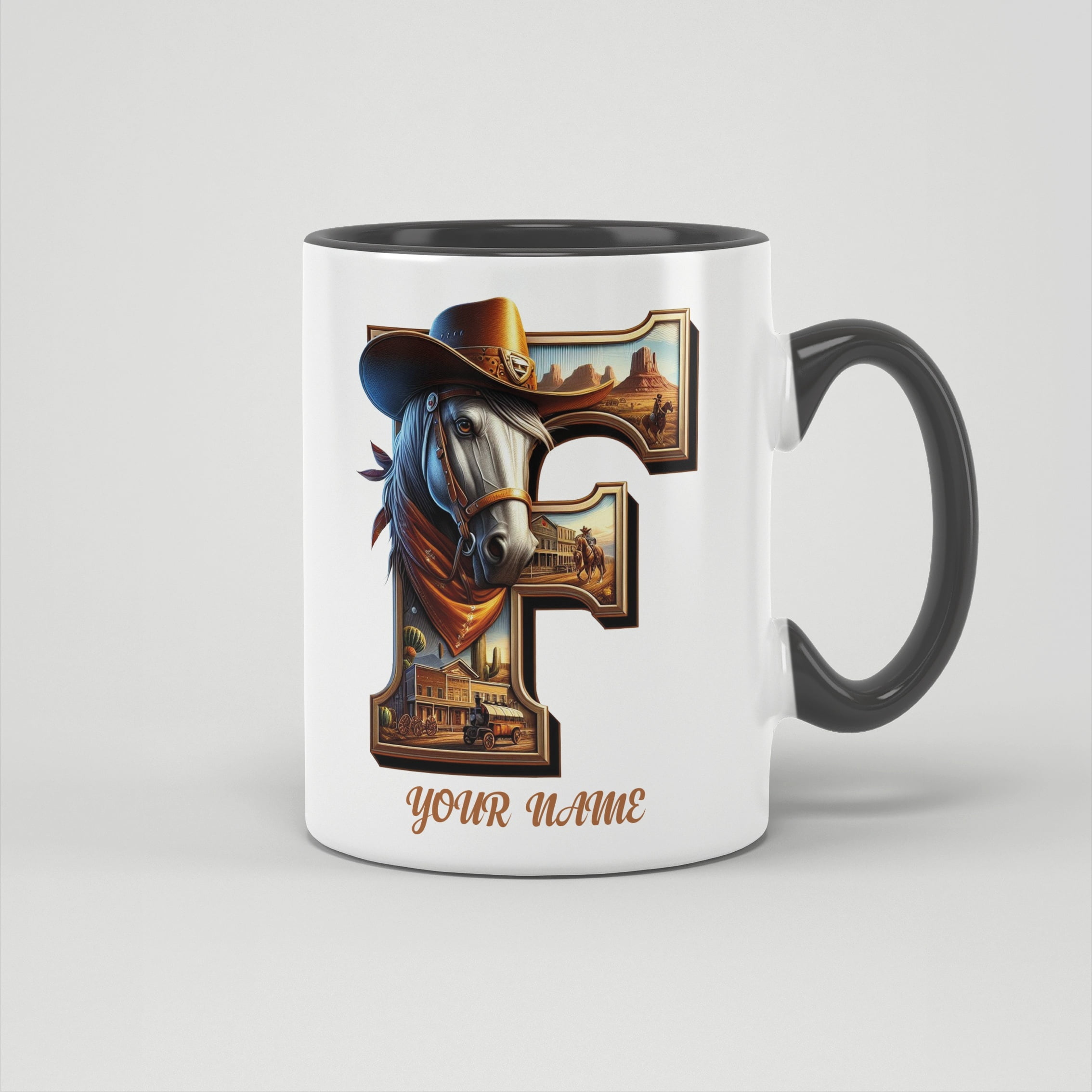 1 Piece 11 Ounce Western Cowboy Themed Ceramic Mug with Name - White ...