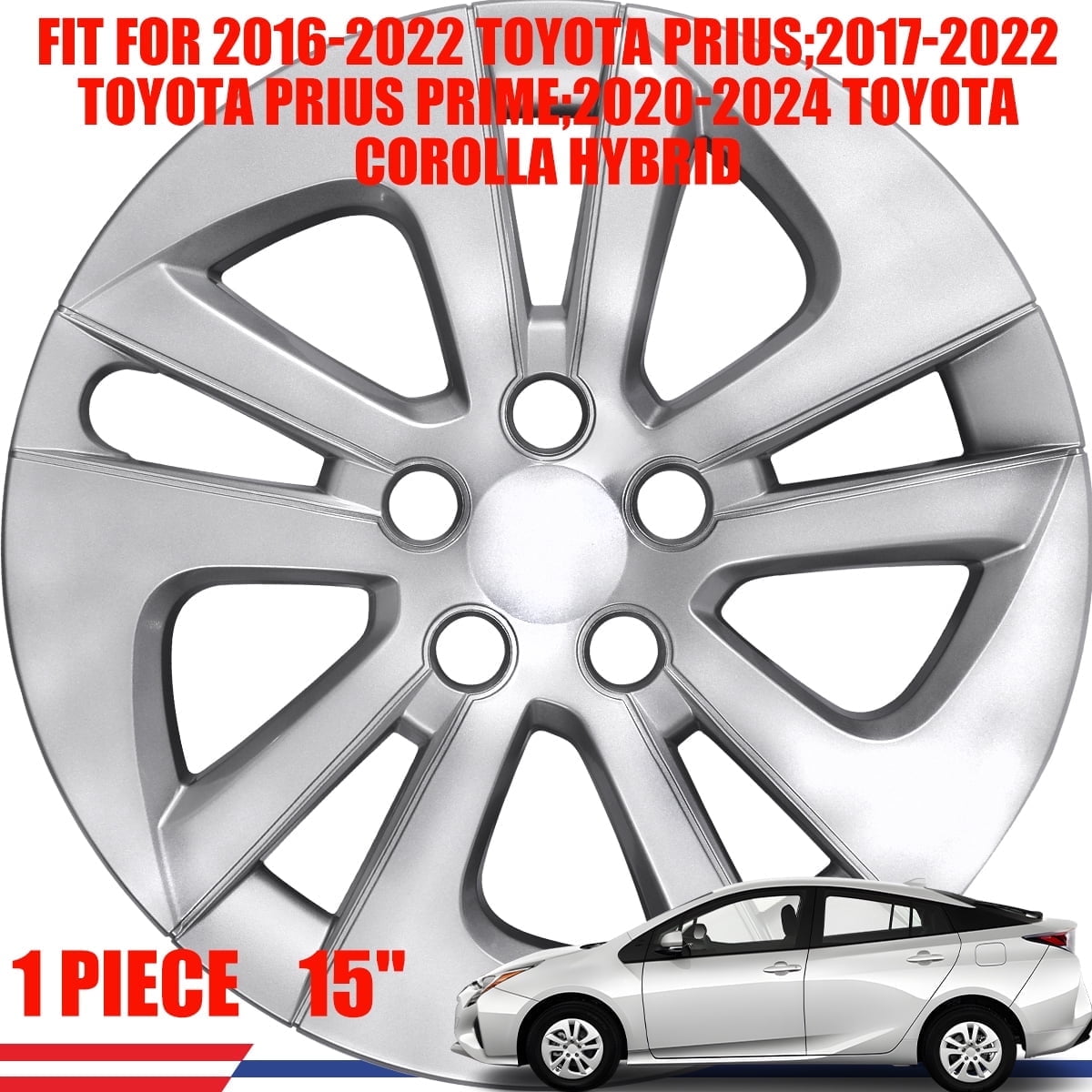 1 Piece 15" Sliver Hubcaps Wheel Rims Cover Fit for 2016-2022 TOYOTA ...
