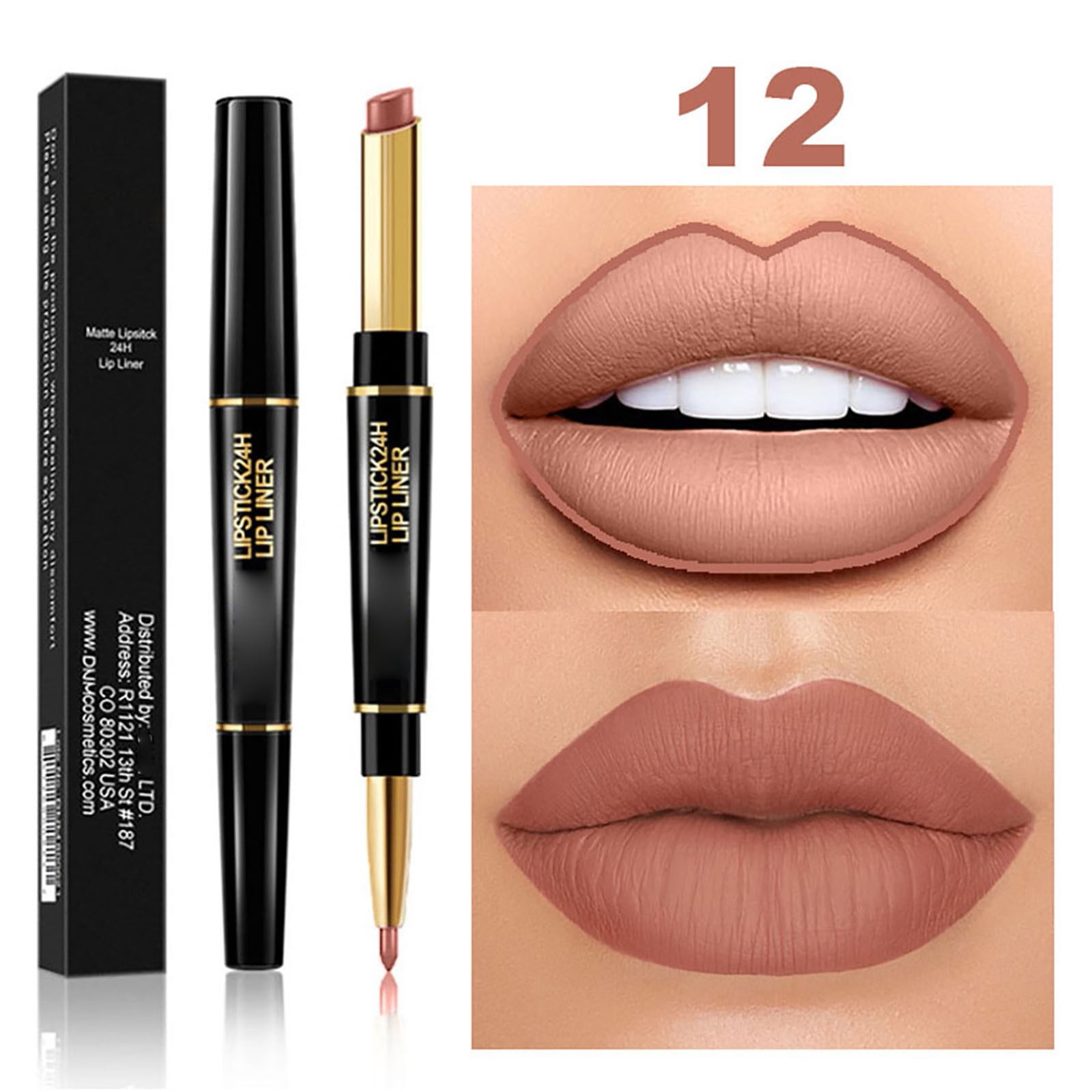 1 Piece 2-in-1 Nude Brown Lip Liner & Lipstick Set Kit for Women, Matte ...
