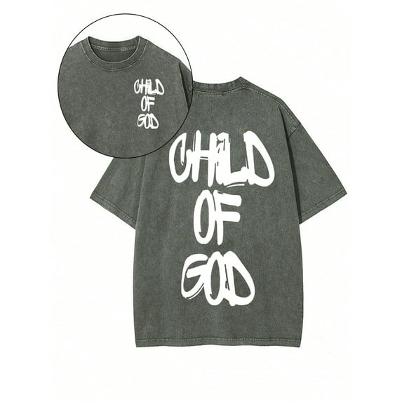 1 Piece, 230G Double-Sided Washed, Oversized Shoulder1 Piece, Washed Printed T-Shirt 230g, High ...