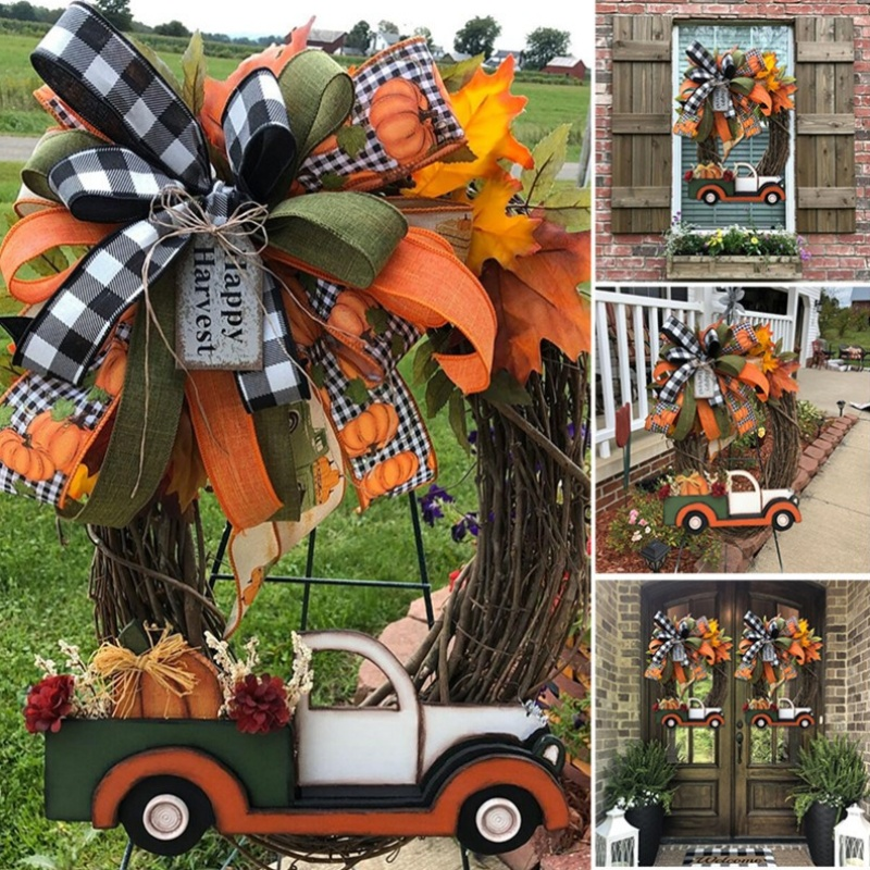 1 Piece 30*20cm Farm Pumpkin Car Wreath, Pumpkin Car Wreath Farmhouse ...