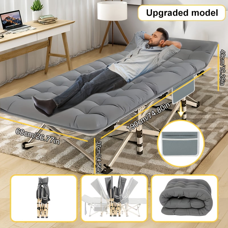 1 Piece 75-Inch Outdoor Folding Bed, Camping Bed with Flip Mattress ...