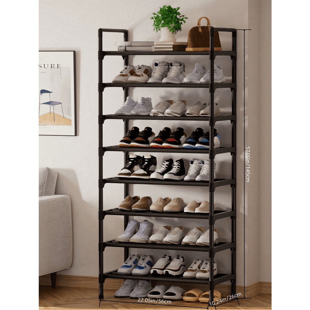1 Piece 8-Layer Simple Black Metal Shoe Rack, Approximately 23 Inches ...