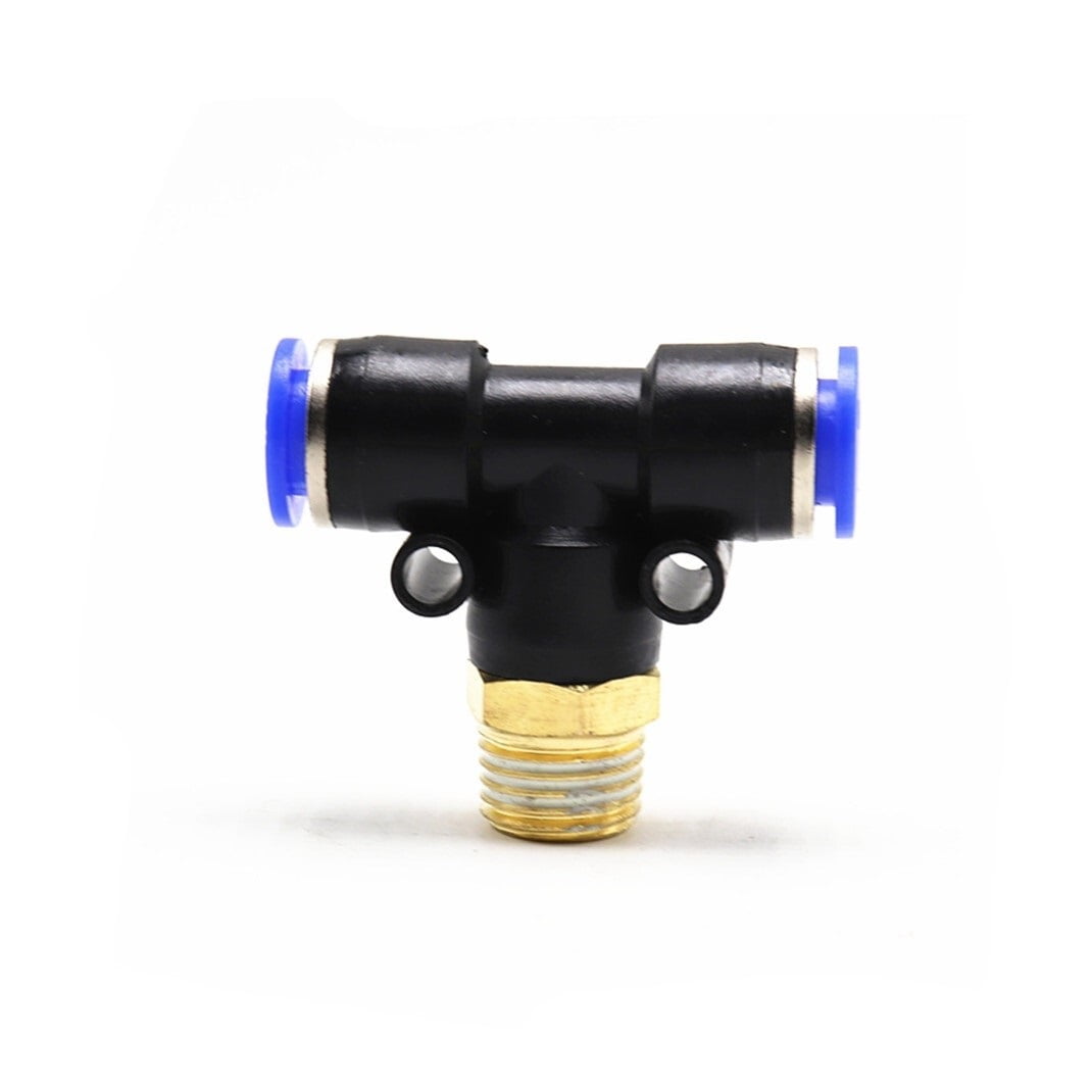 1 Piece Air Connector Fitting T Shape Tee 12mm-4mm Hose Pipe to 1/8" 1/ ...
