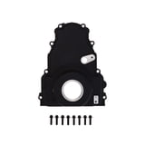 1-Piece Aluminum Timing Cover w/ Sensor Provision for GM LS - Black ...