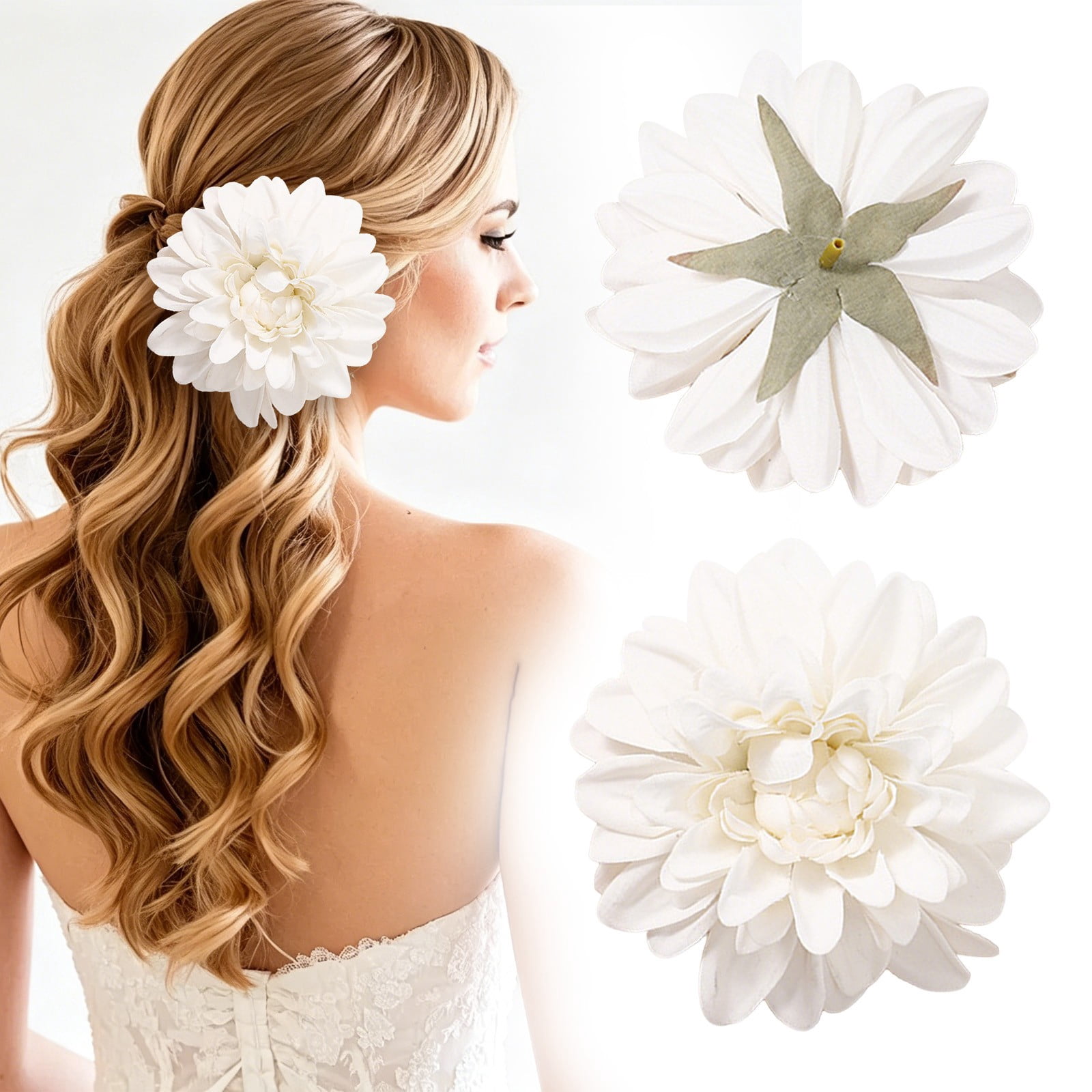 1 Piece Artificial Dahlia Flower Head, Faux Silk Bloom for DIY Hats ...