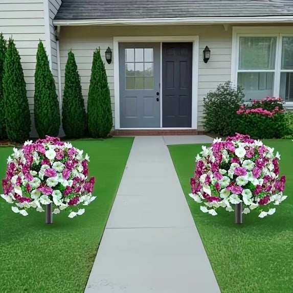 1 Piece Artificial Outdoor Flower Ground Insert - Vibrant White and ...