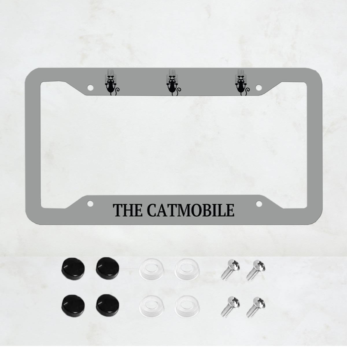 1 Piece, Cat Lover License Plate Frame, Gray License Plate Frame ...