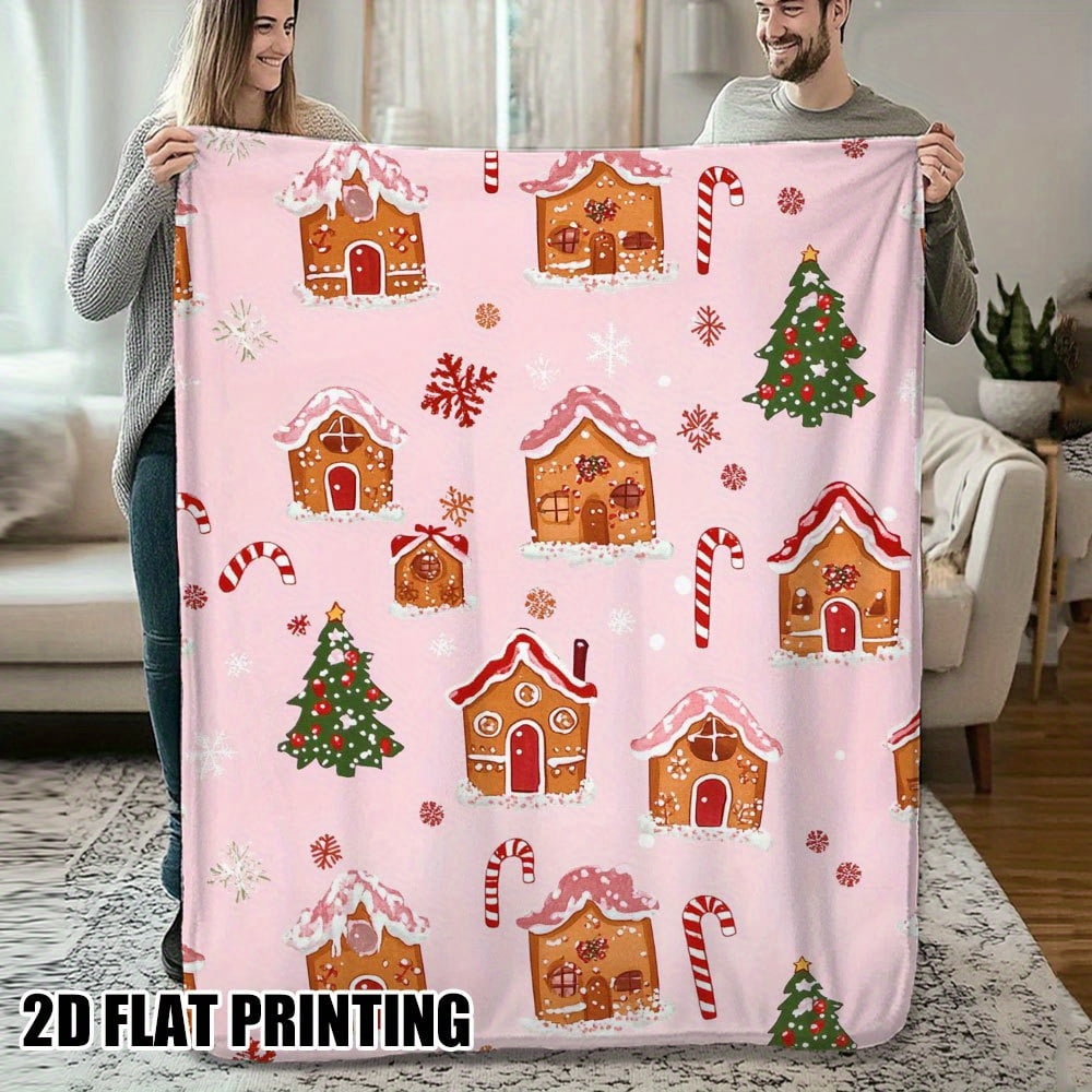 1 Piece Christmas Gingerbread Town Blanket - Soft Flannel All-Season ...