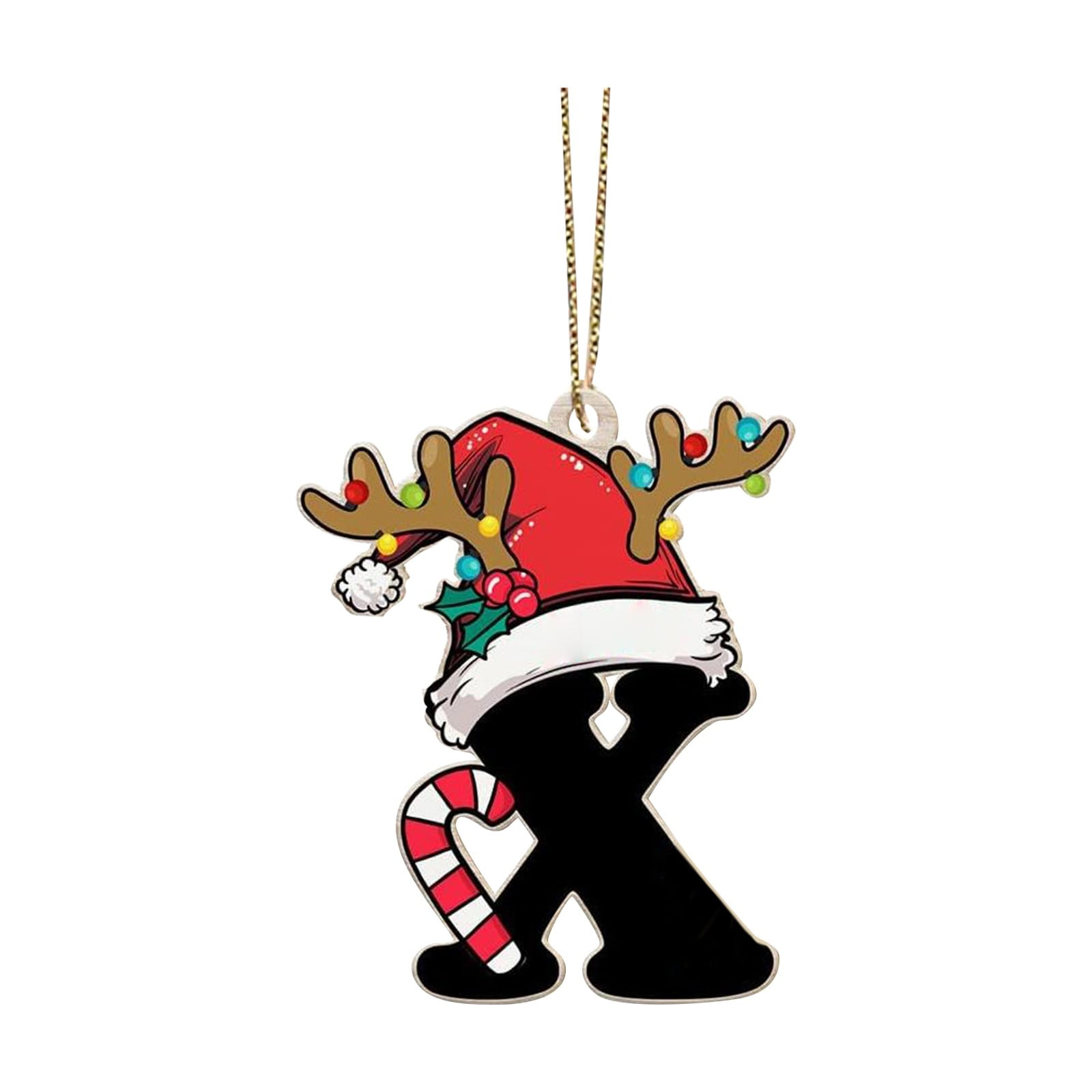 1-Piece Christmas Tree Alphabet Ornament Set, 2D Flat Black Letter ...
