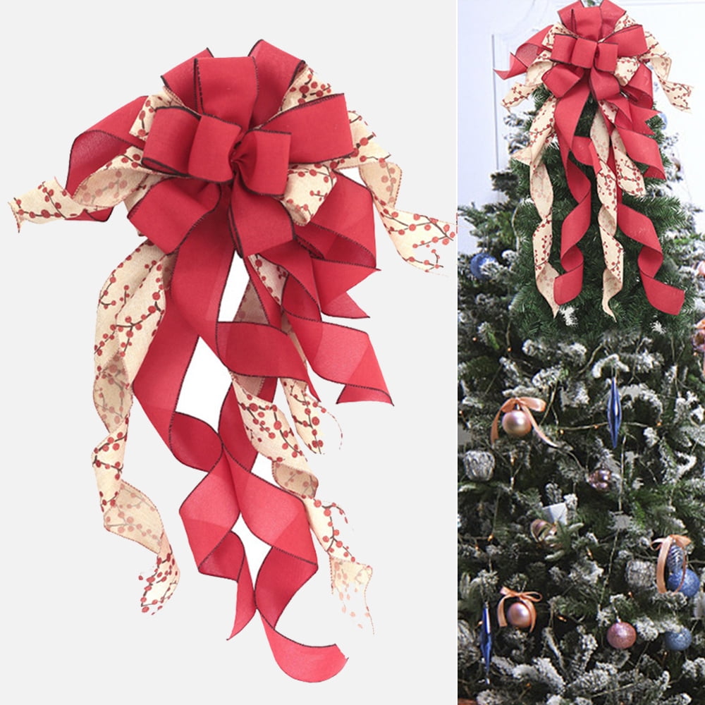 1 Piece Christmas Tree Topper, Christmas Tree Topper Bow Ornament ...