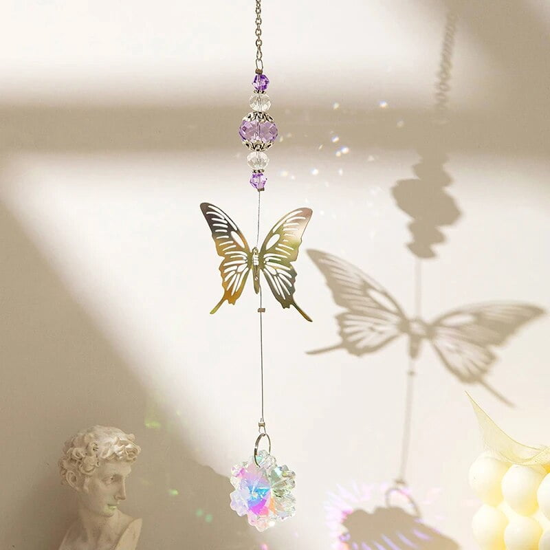 1 Piece Coloured Crystal Suncatcher Animal Butterfly Prism Ball Pendant ...