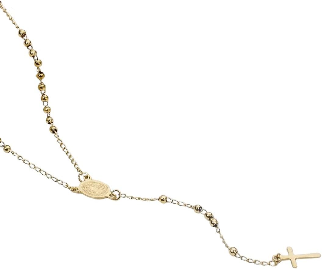 1 Piece Cross Charms Necklace 304 Stainless Steel Prayer Beads Rosary ...