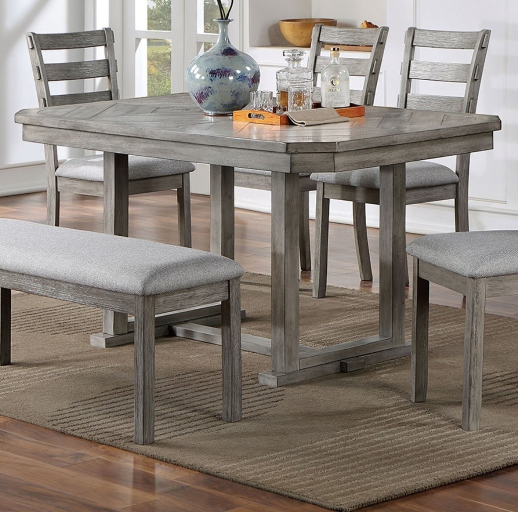 1 Piece Diamond Wood Grain Pattern Dining Table, Solid Wood Rectangle ...