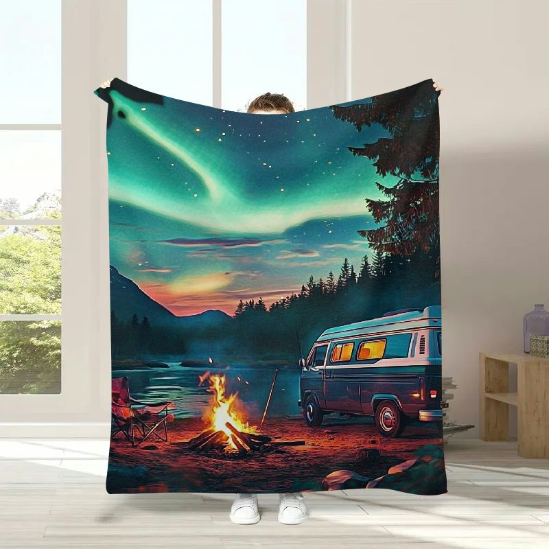 1- Piece Digital Blanket with Wild Camping Design - Soft and Warm for ...