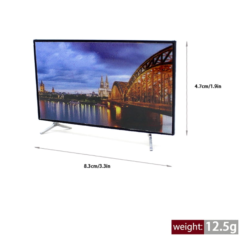 1 Piece Dollhouse Miniature DIY Wide Screen Television With Bracket ...