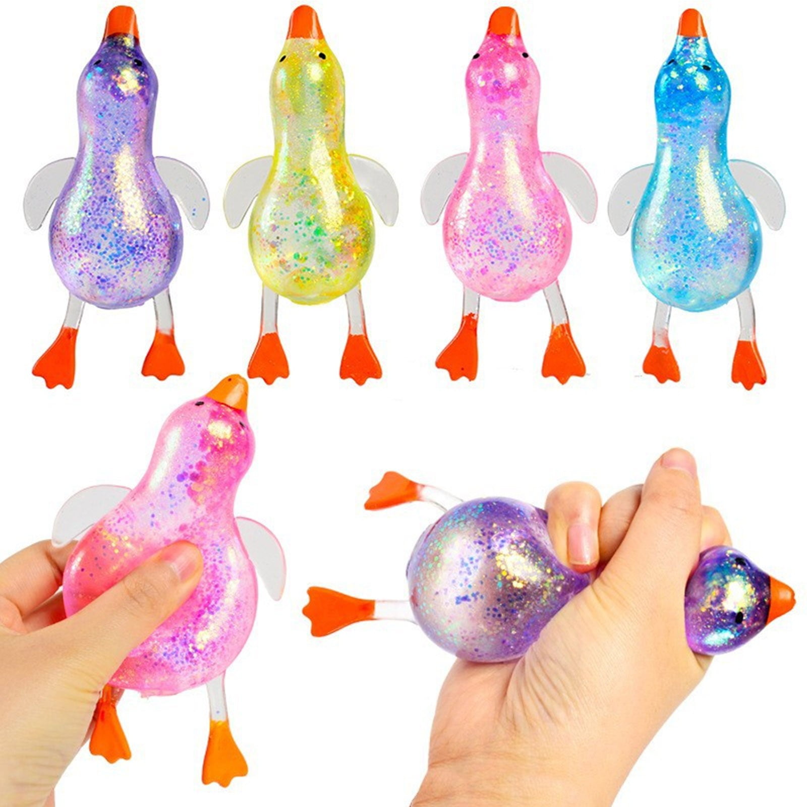 1 Piece Glitter Squishy Duck Stress Balls - Sensory Fidget Toys for ...