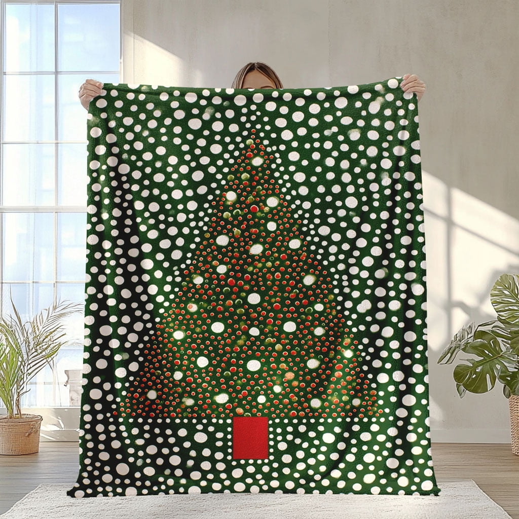 1 Piece Green Plush Flannel Christmas Tree Blanket - Soft, Warm, and ...