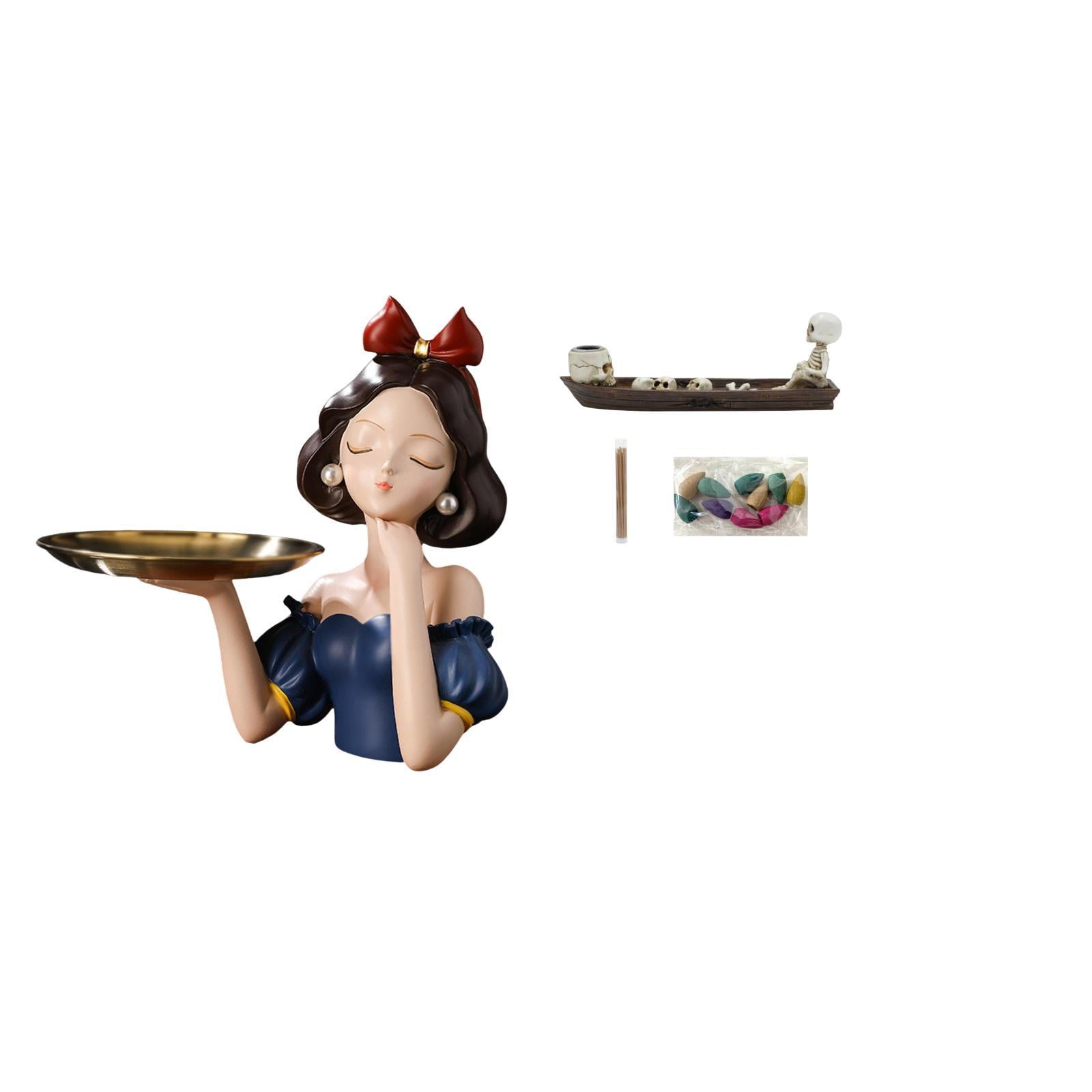 1 Piece Key Holder Tray Resin Girl Figurine Multipurpose Storage for ...