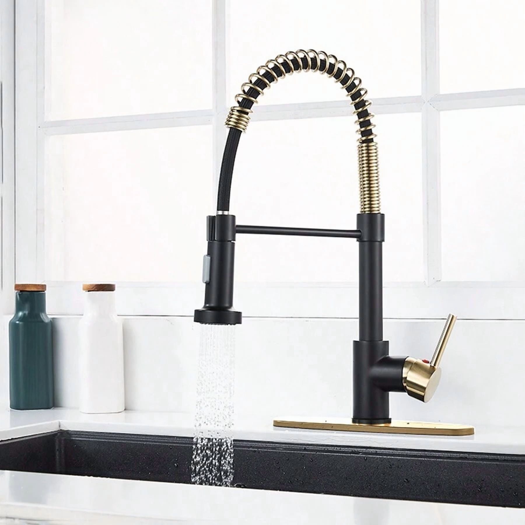 1 Piece Kitchen Multi-Function Spring Rotating Faucet With Bottom Plate ...