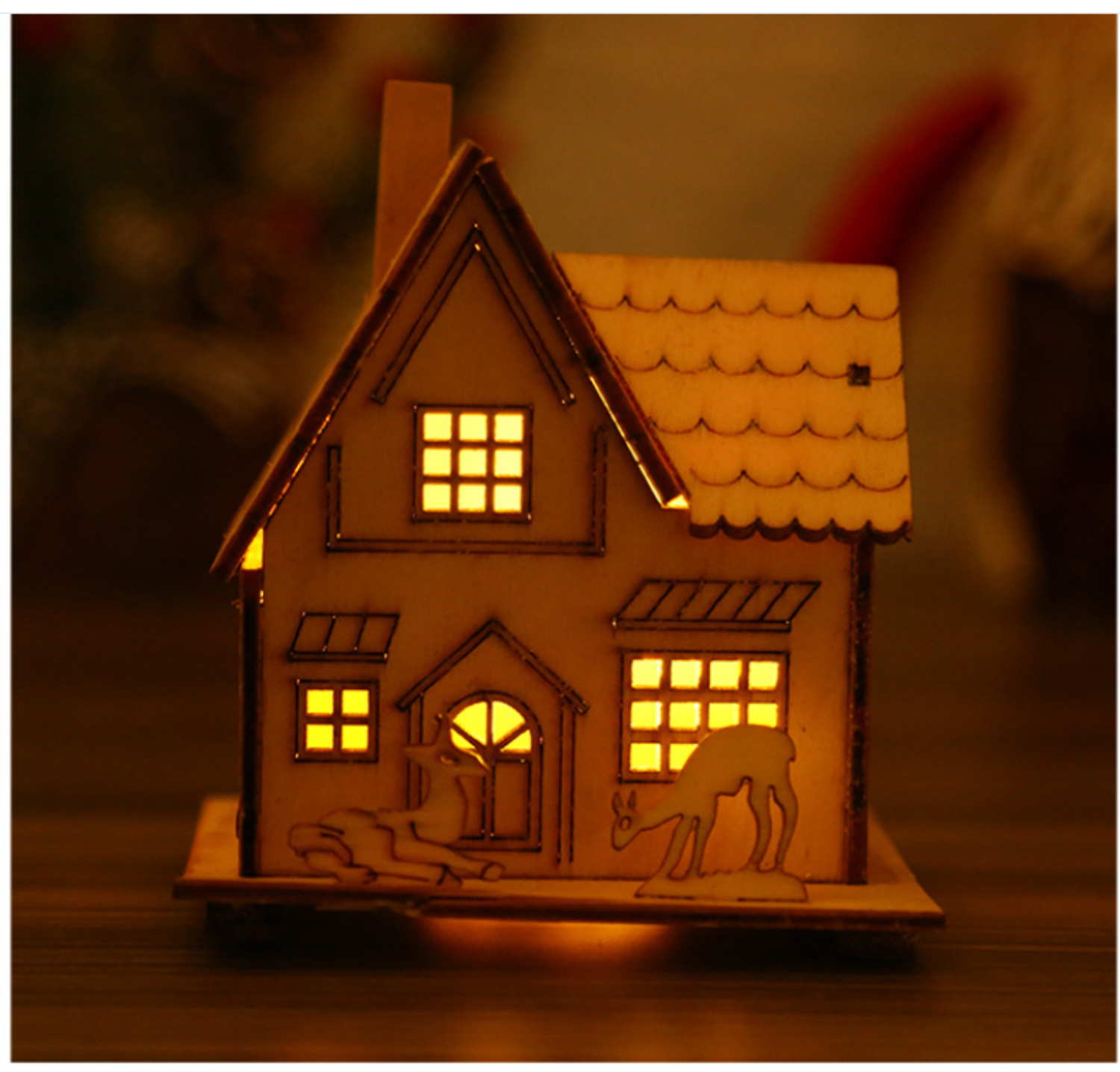 1 Piece Lighted Wooden House, Christmas Lighted House, Christmas ...
