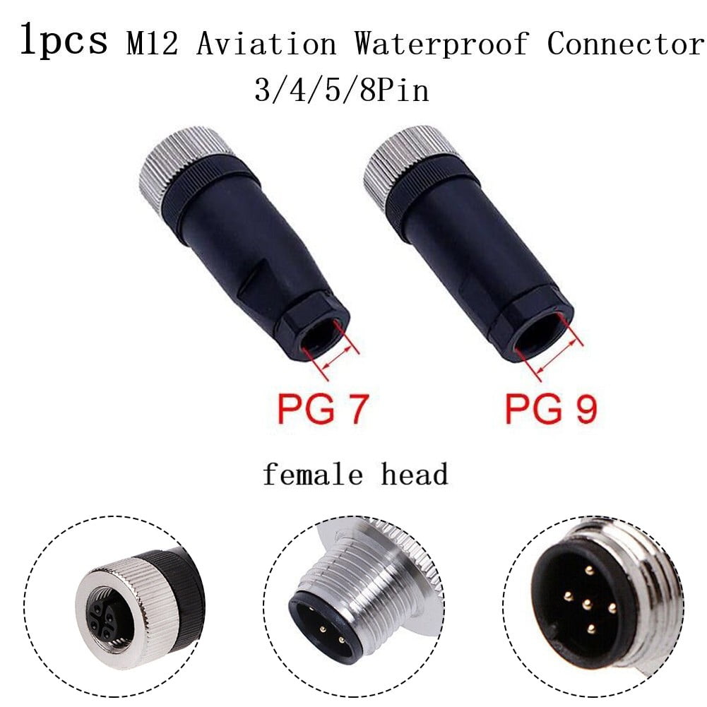 1 Piece M12 Sensor Connector 3/4/5/8 Pin Male/Female Right Angle Plug ...