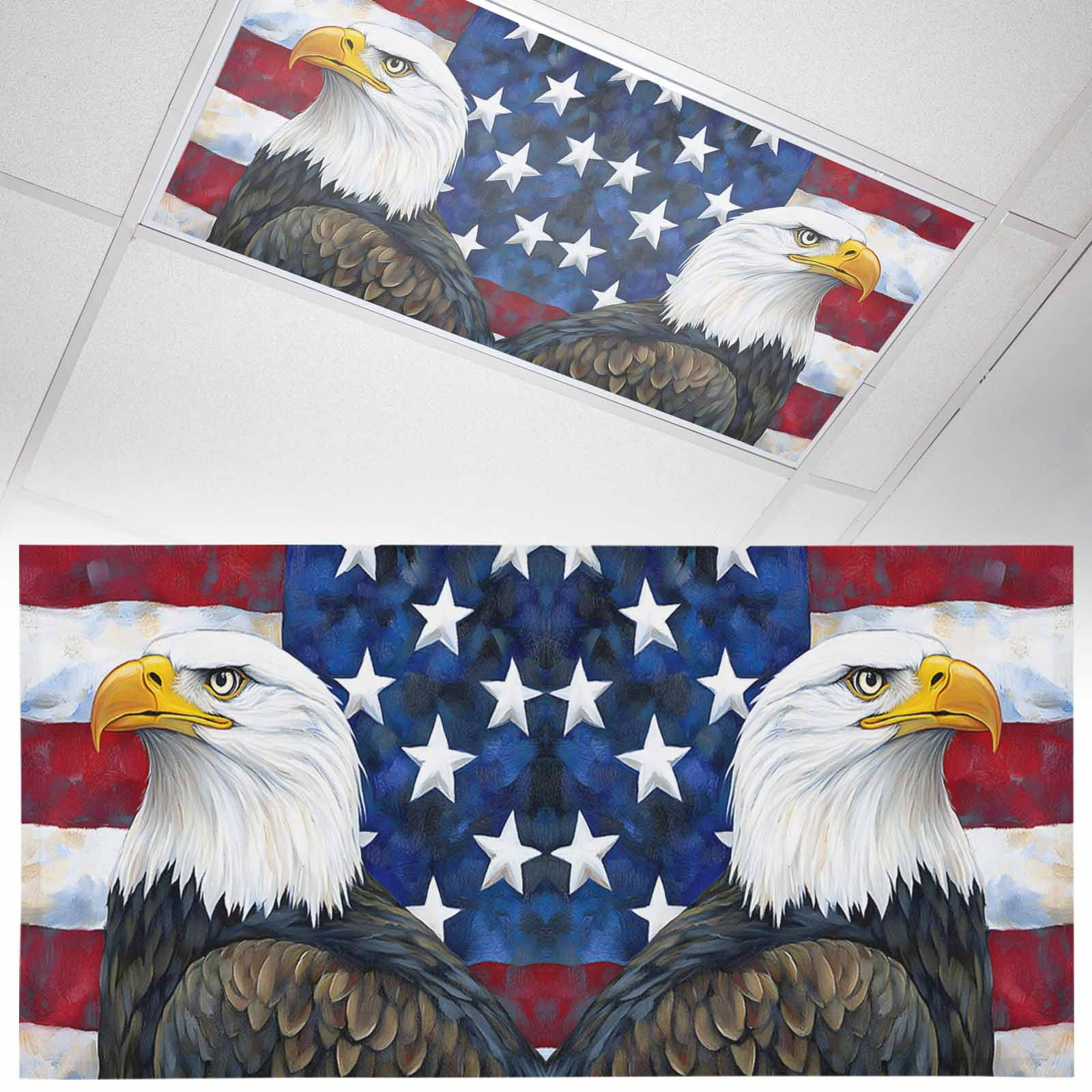 1 Piece Magnetic Fluorescent Light Covers, 2x4 Ft,Eagle USA Flag ...