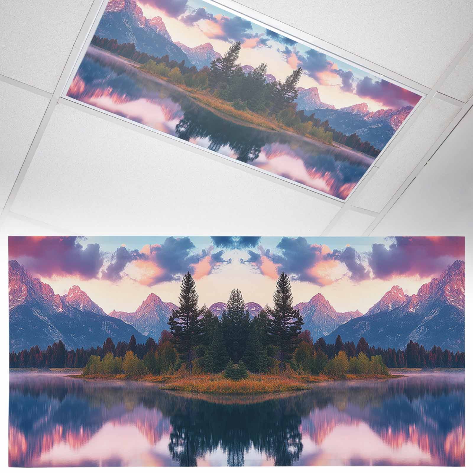 1 Piece Magnetic Fluorescent Light Covers, 2x4 Ft,Modern Landscape ...