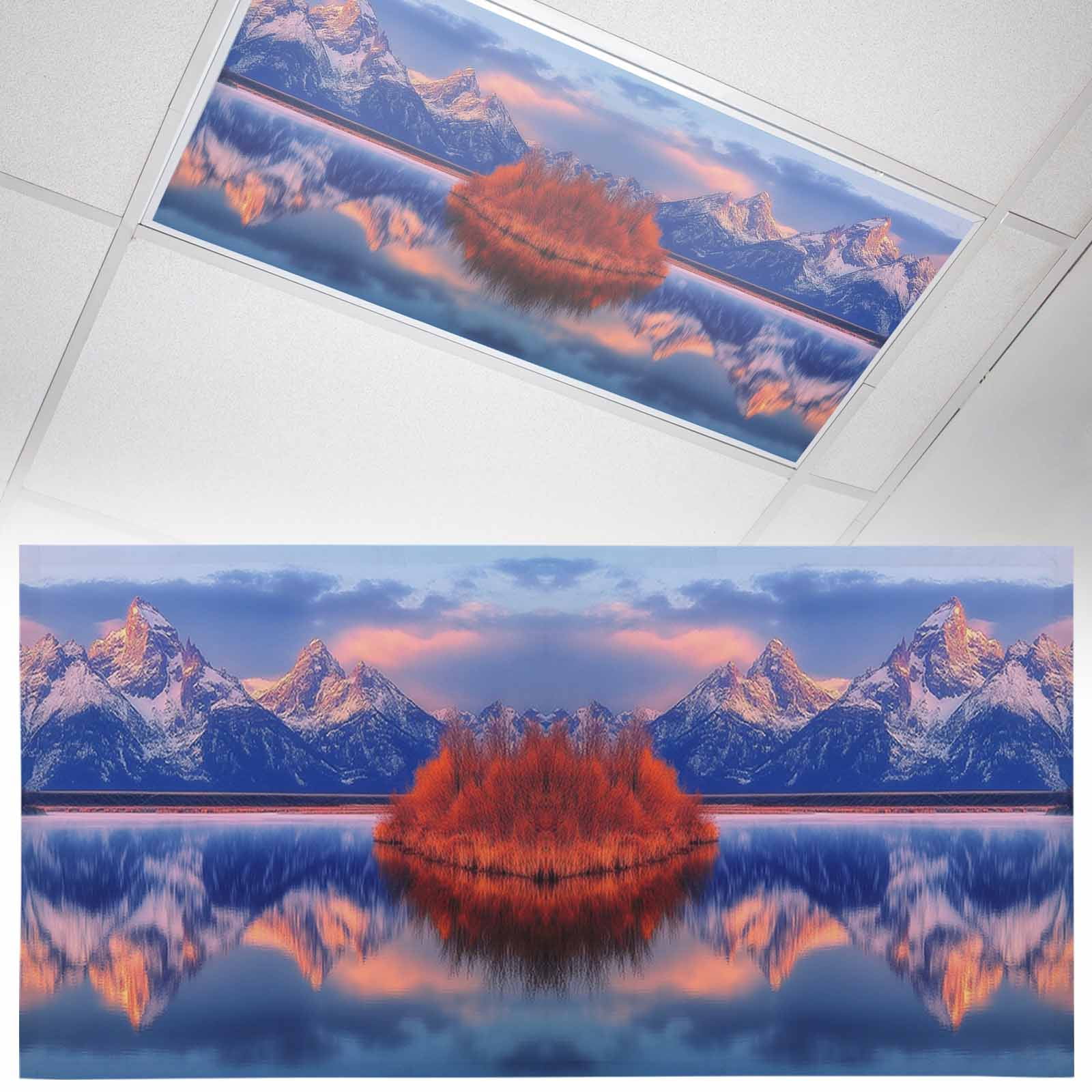 1 Piece Magnetic Fluorescent Light Covers, 2x4 Ft,Modern Landscape Snow ...