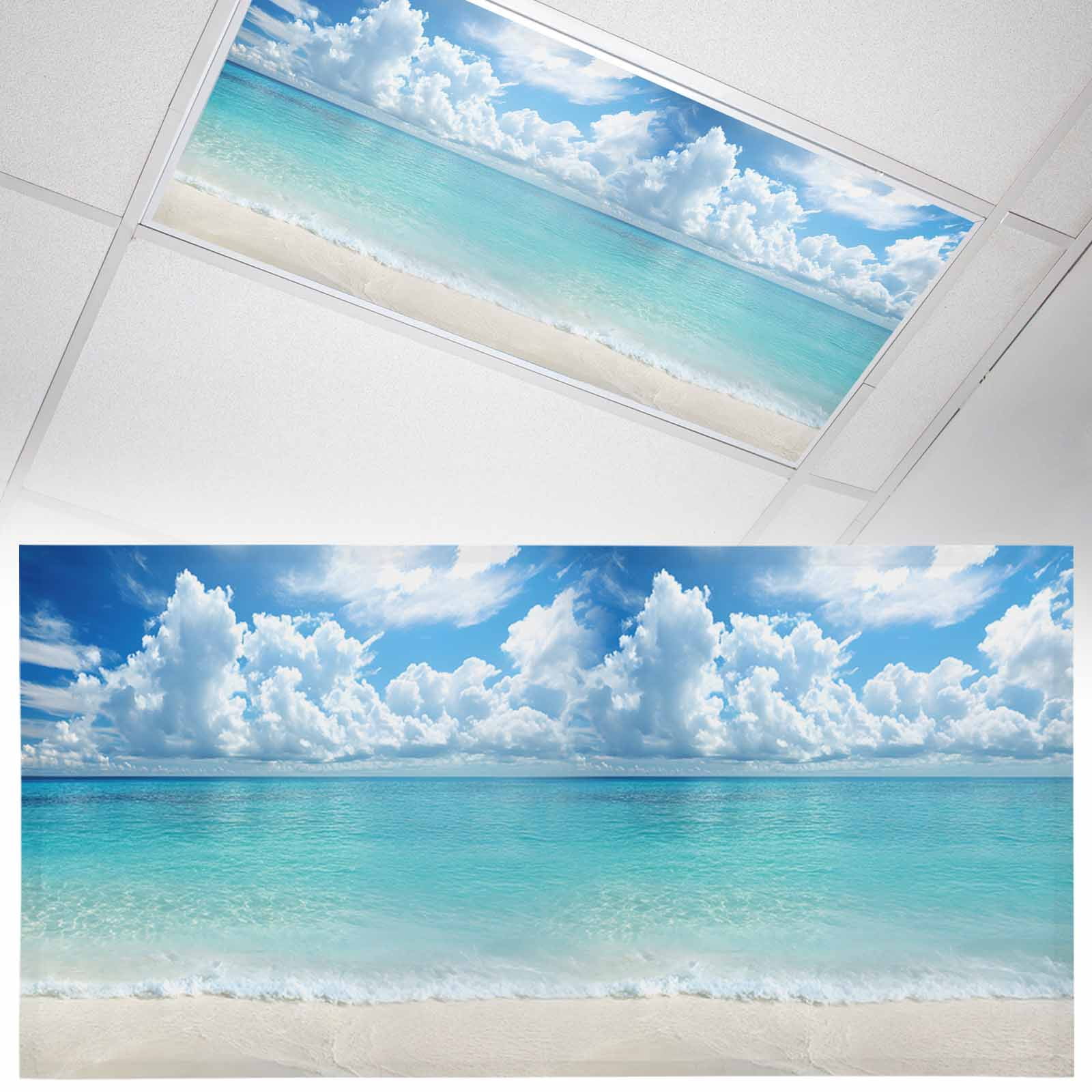 1 Piece Magnetic Fluorescent Light Covers, 2x4 Ft,Ocean Beach Nature ...