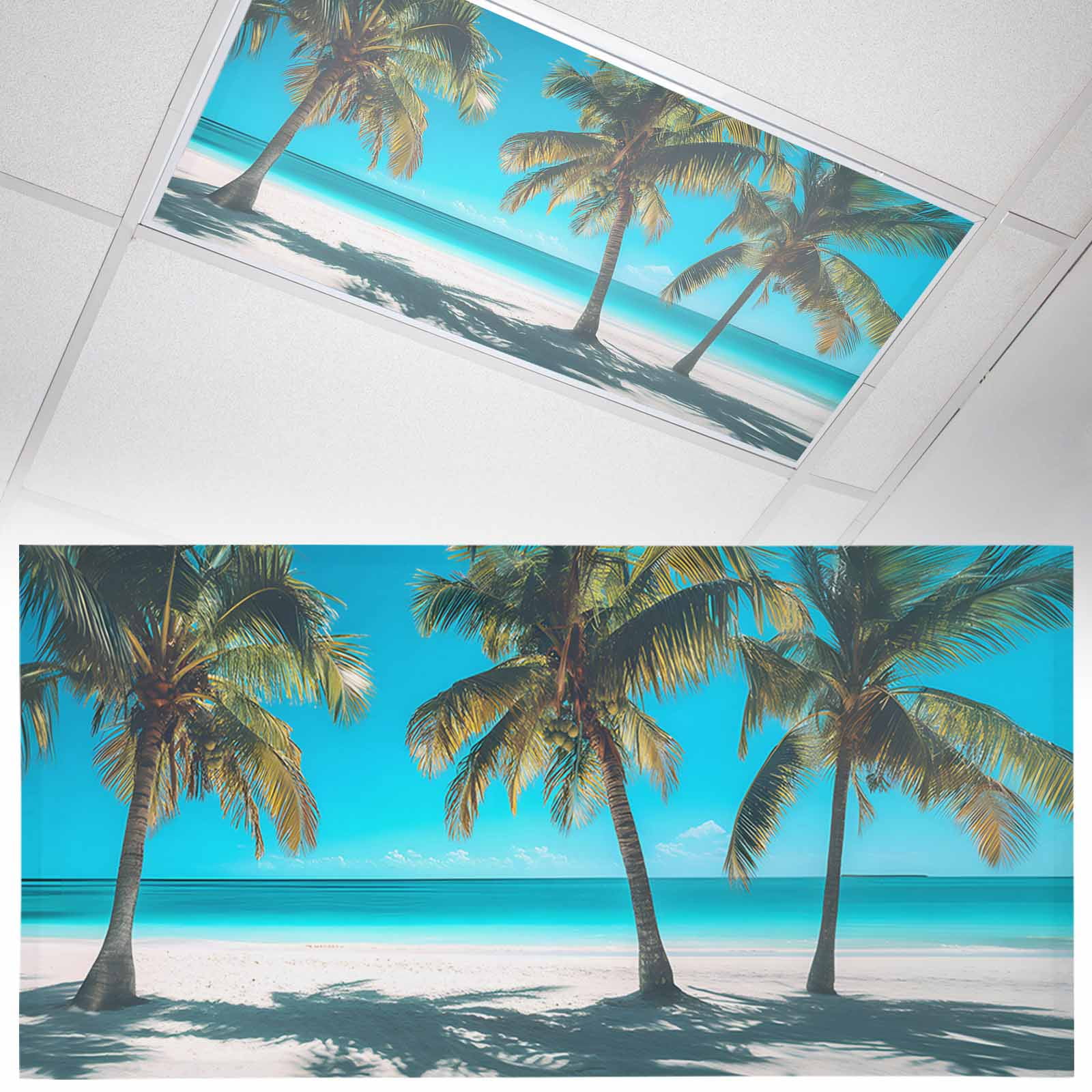 1 Piece Magnetic Fluorescent Light Covers, 2x4 Ft,Summer Ocean Beach Coconut Blue Sky ...