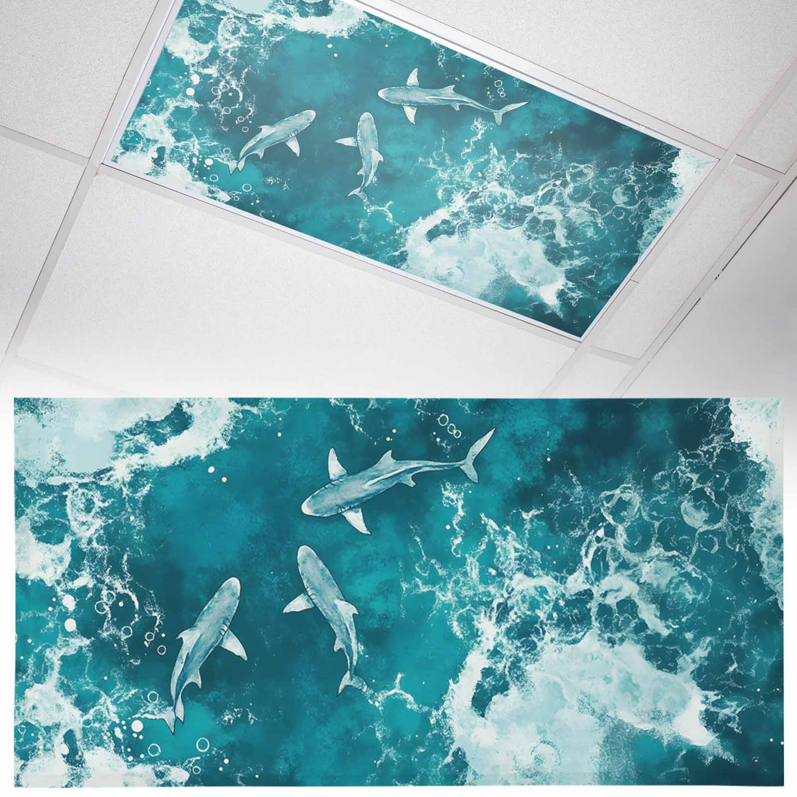 1 Piece Magnetic Fluorescent Light Covers, 2x4 Ft,Summer Ocean Waves ...