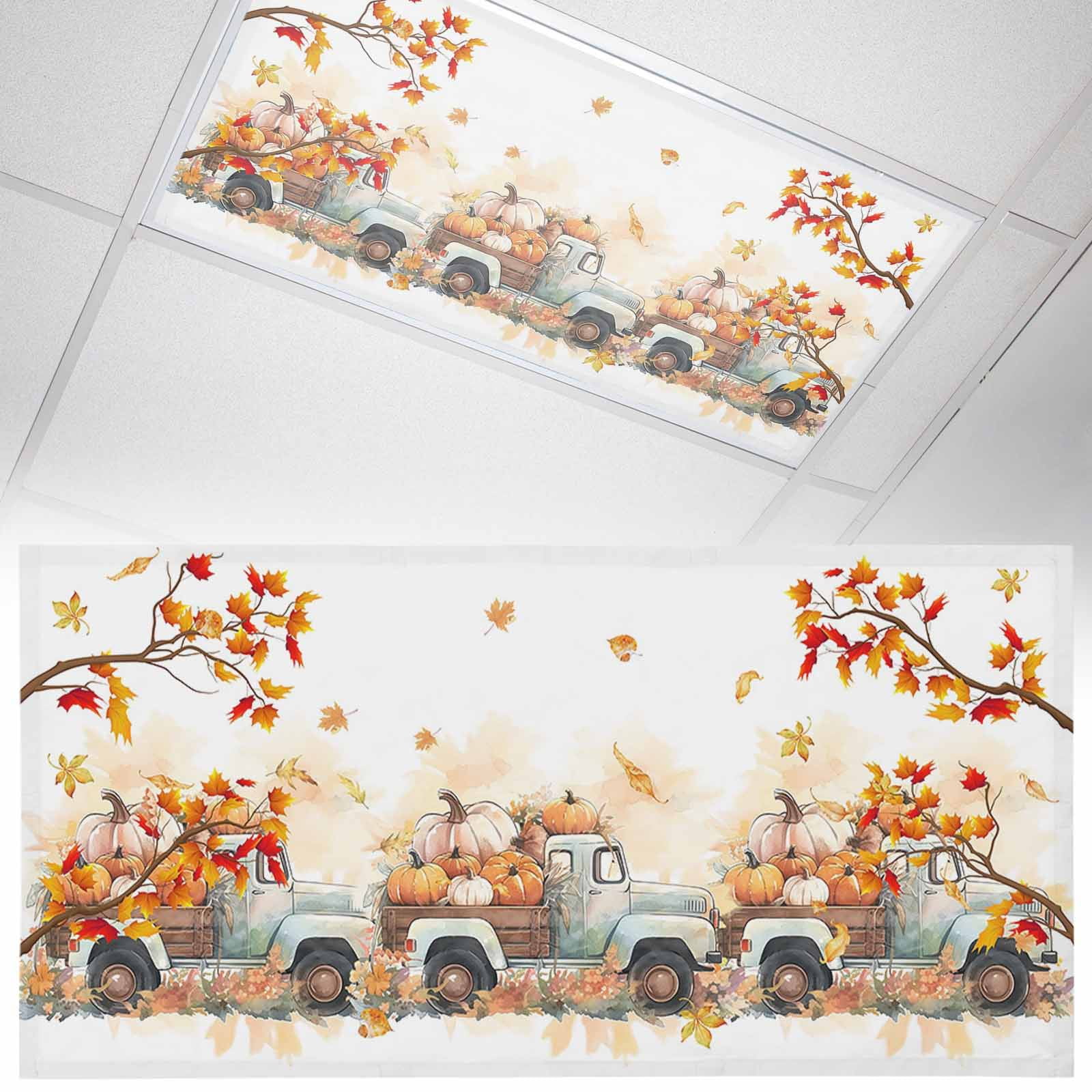 1 Piece Magnetic Fluorescent Light Covers, 2x4 Ft, Thanksgiving Pumpkin ...