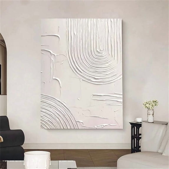1 Piece Minimalist White Abstract Oil Painting - Frameless Modern ...
