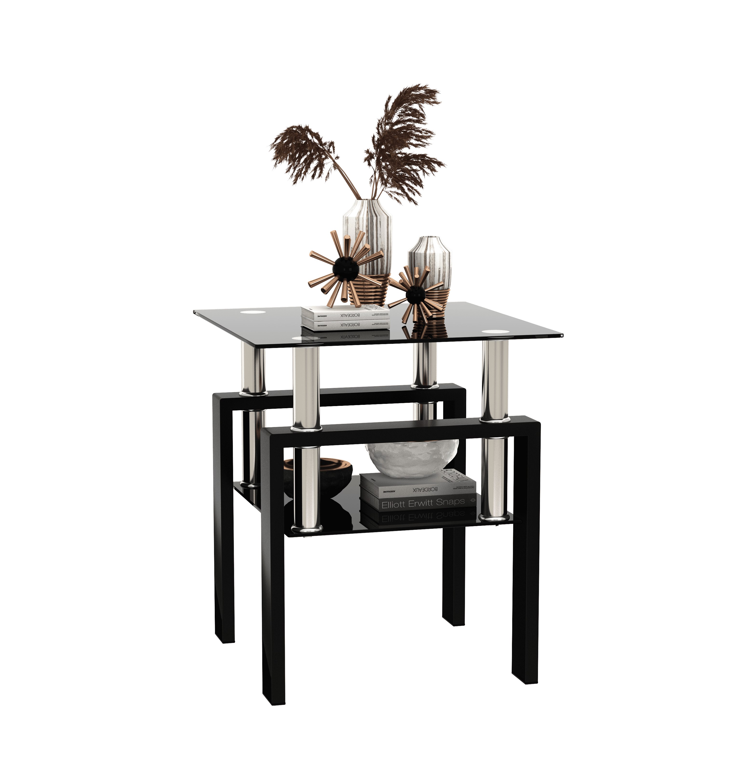 1-Piece Modern Tempered Glass Tea Table Coffee Table End Table, Square ...