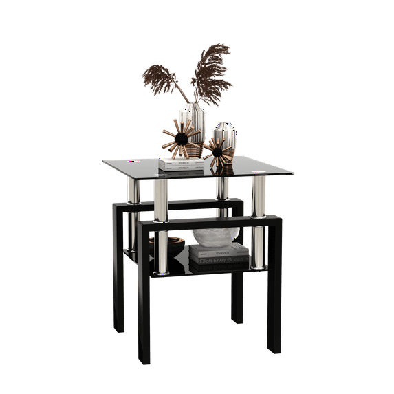 1-Piece Modern Tempered Glass Tea Table Coffee Table End Table, Square ...